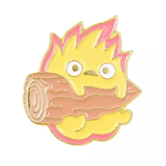 Jewelry | 63 Howls Moving Castle Calcifer Hanging From Log Enamel Pin ...